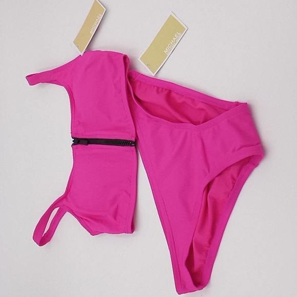 Michael Kors | Swim | Michael Kors Zip Front Crop Bikini Set Ultra Pink ...